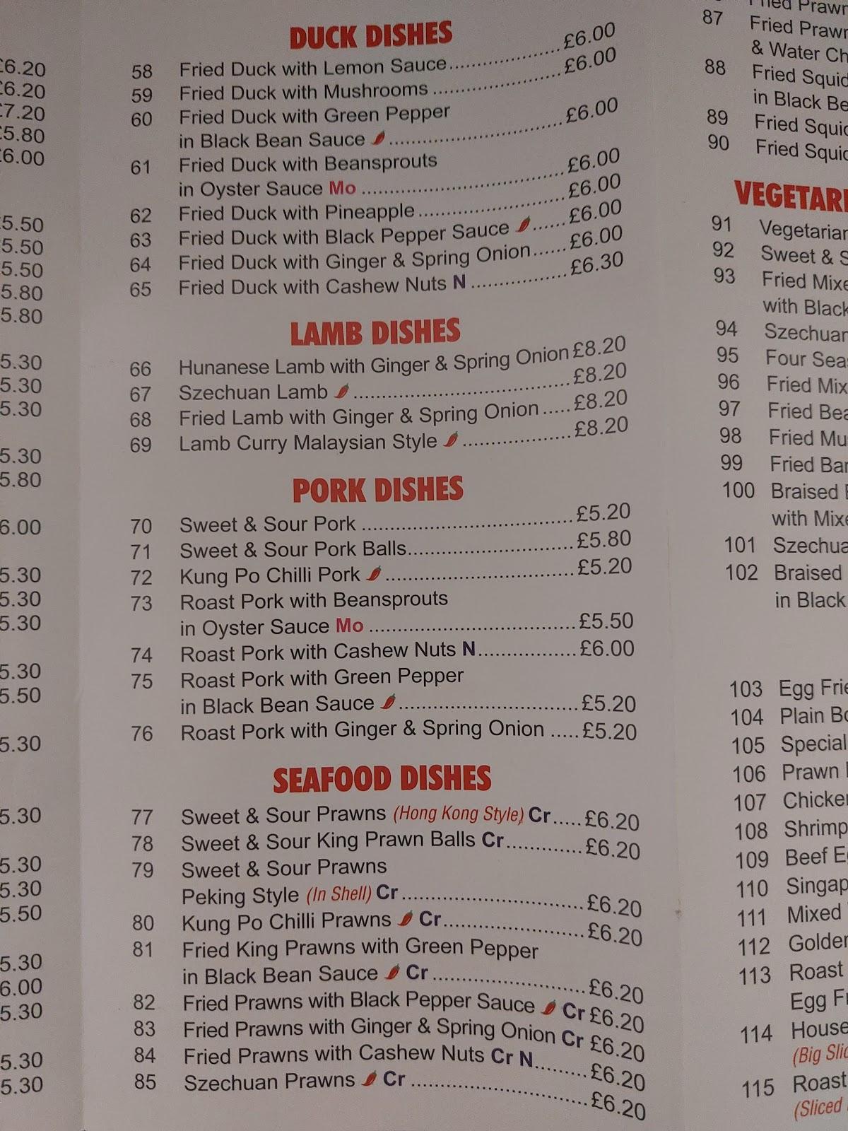 Menu at Golden Inn Chinese Takeaway fast food, Downton
