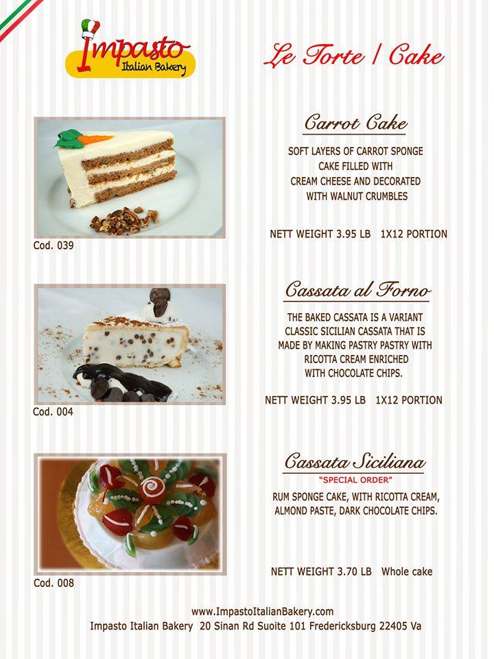 Menu at Impasto Italian Bakery, Fredericksburg