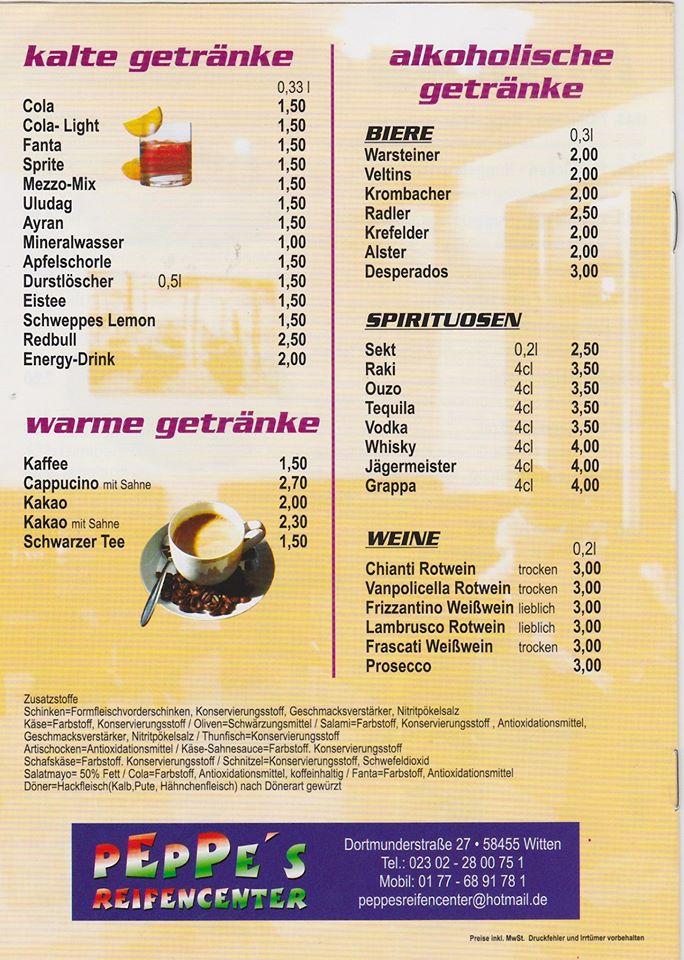 Menu at Pizza Point, Witten