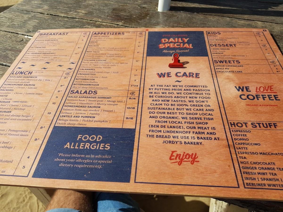 Menu at The Fat Mermaid, The Hague