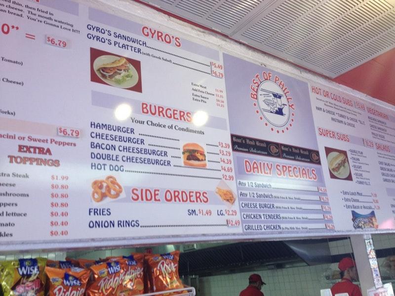 Menu at Best of Philly restaurant, Phoenix
