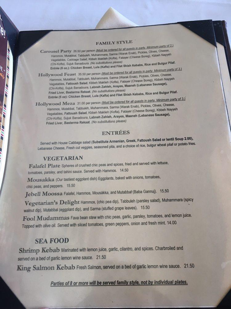 Menu at Carousel Restaurant Hollywood, Los Angeles, Hollywood Blvd #107