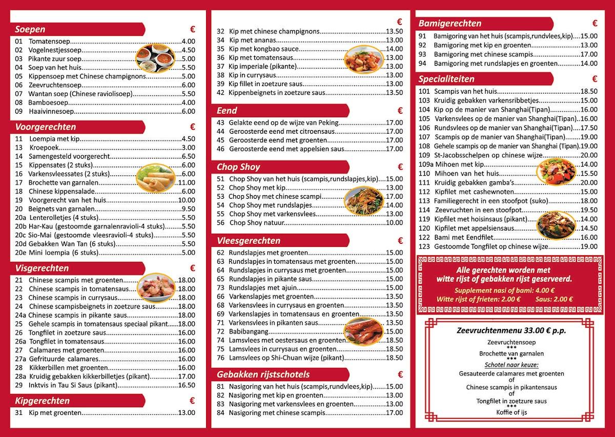 Menu at Golden River (Boutersem), Boutersem