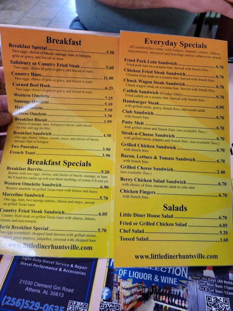 Menu at Little Diner restaurant, Huntsville, Jordan Ln NW # A