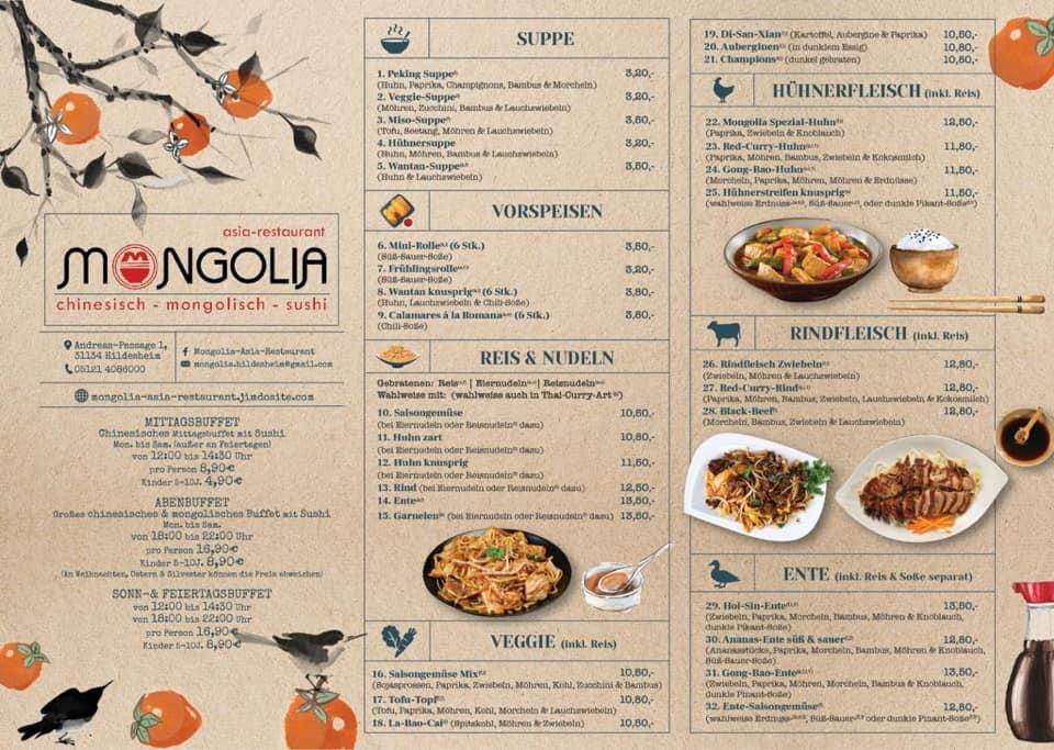 Speisekarte von Asia Restaurant Mongolia, Hildesheim