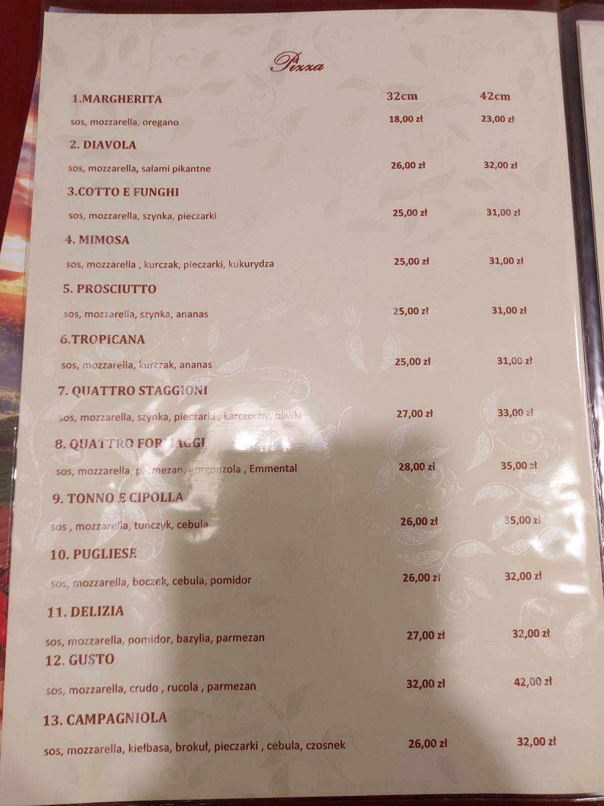 Menu at Pizzeria Gusto, Chelm