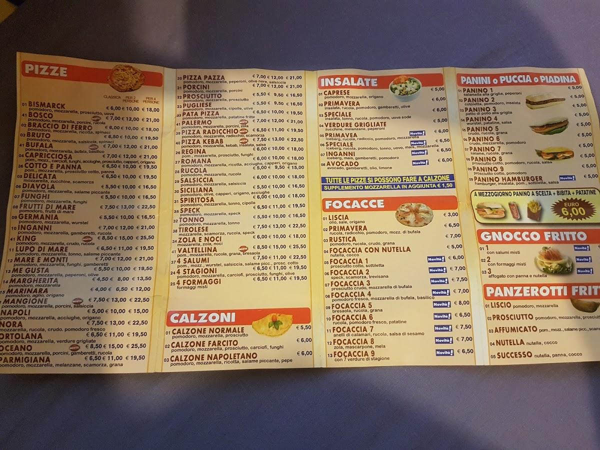 Menu at Pizzeria Inganni Milano, Milan