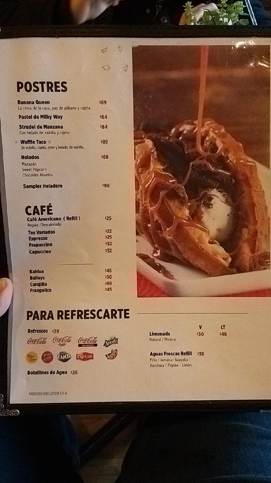Carta del restaurante Puro Taco, Monclova