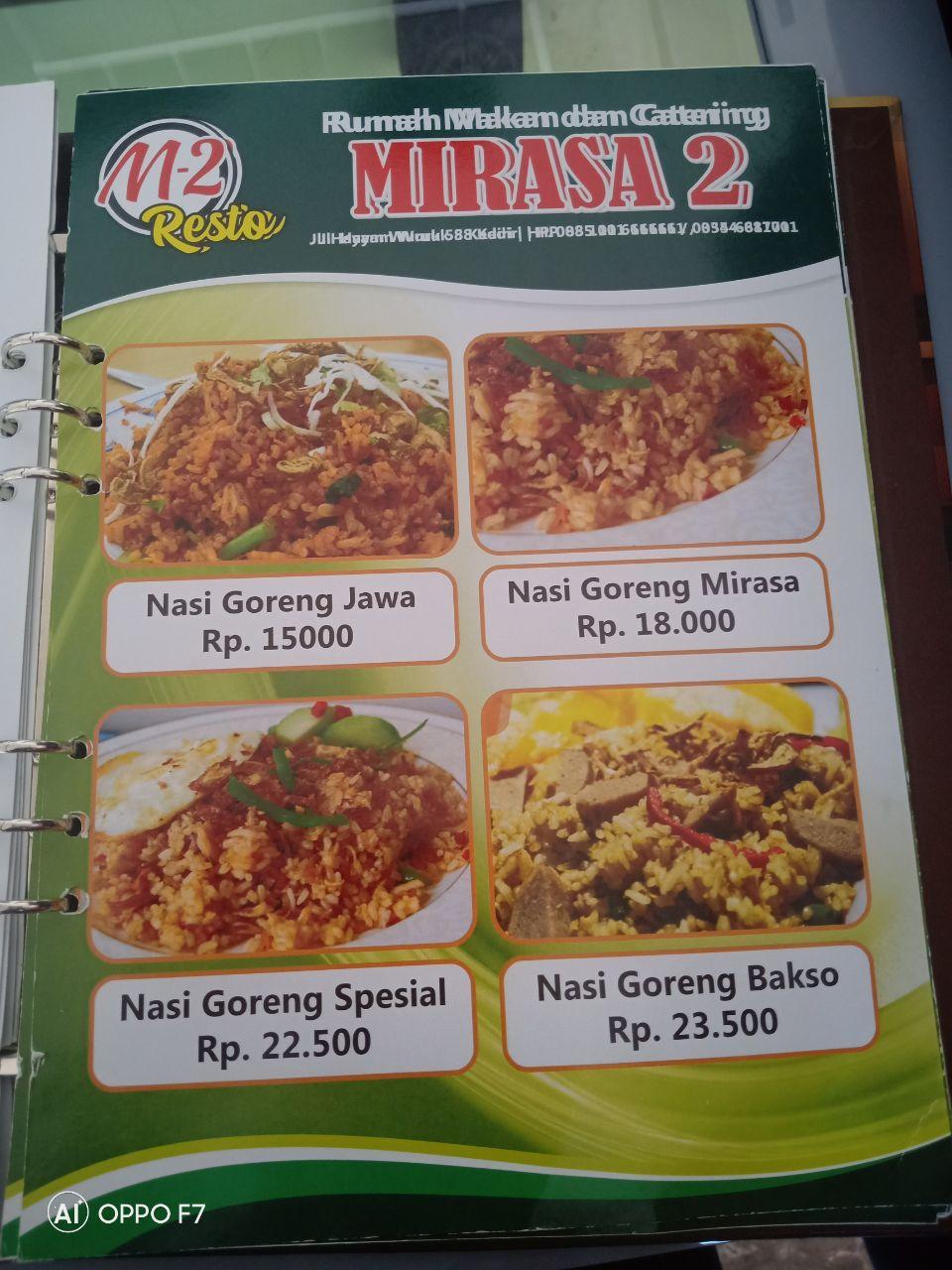 Menu at RM MIRASA 2 restaurant, Kediri