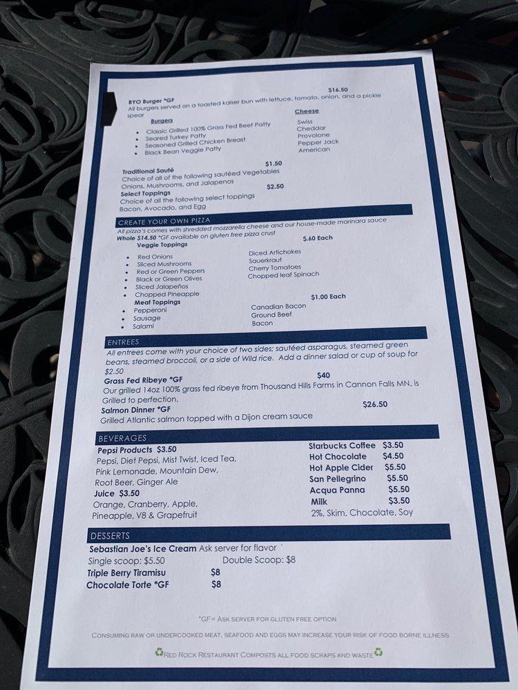 Menu at Red Rock Bar and Grill, Woodbury, 676 Bielenberg Dr