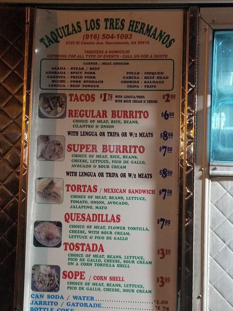 Carta del restaurante Tacos Los Tres Hermanos, Sacramento