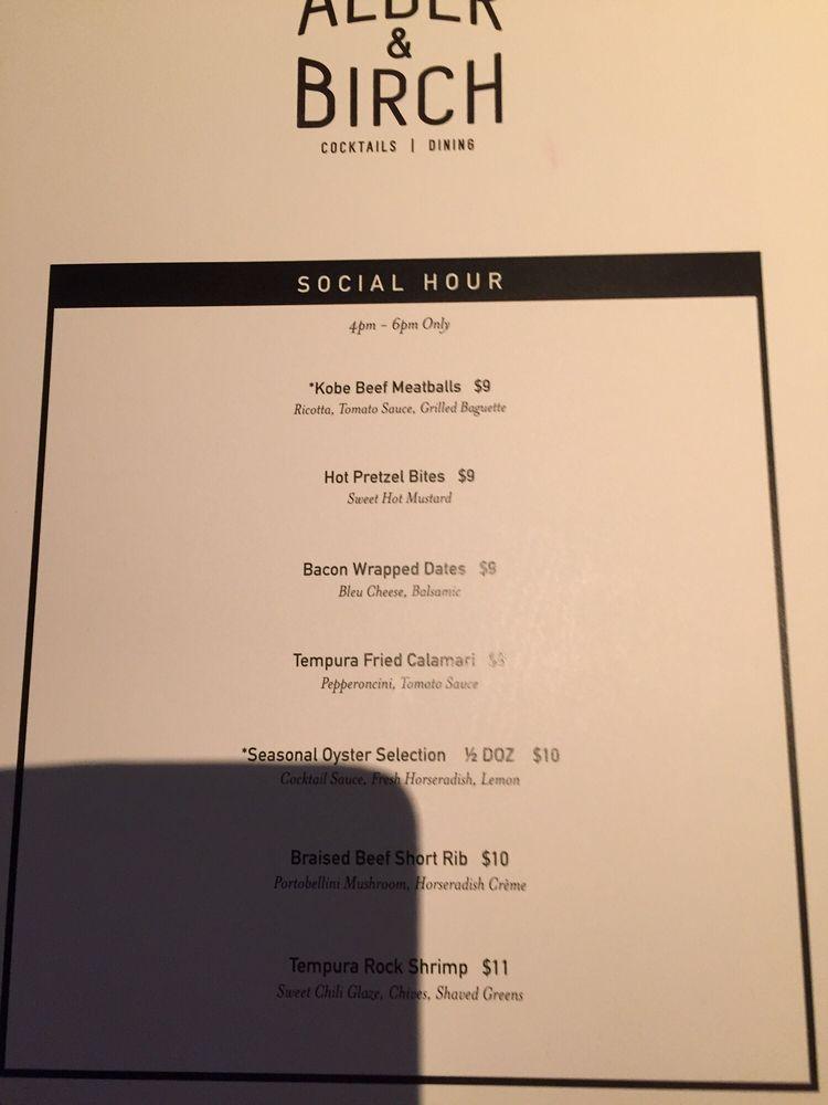 Menu at Alder & Birch pub & bar, Las Vegas