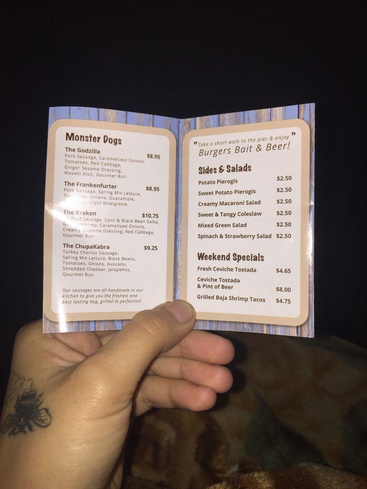 Menu at Burgers, Bait & Beer pub & bar, San Diego