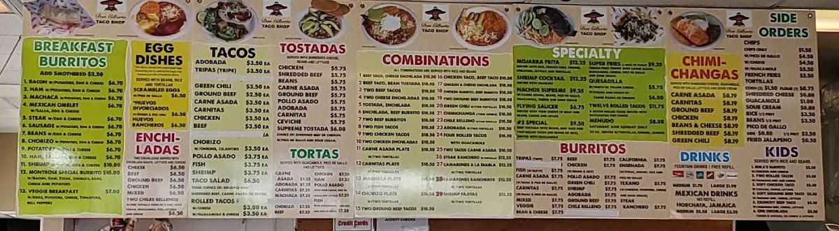 Menu at Don Gilberto Mexican Food restaurant, Montrose, S Townsend Ave ...