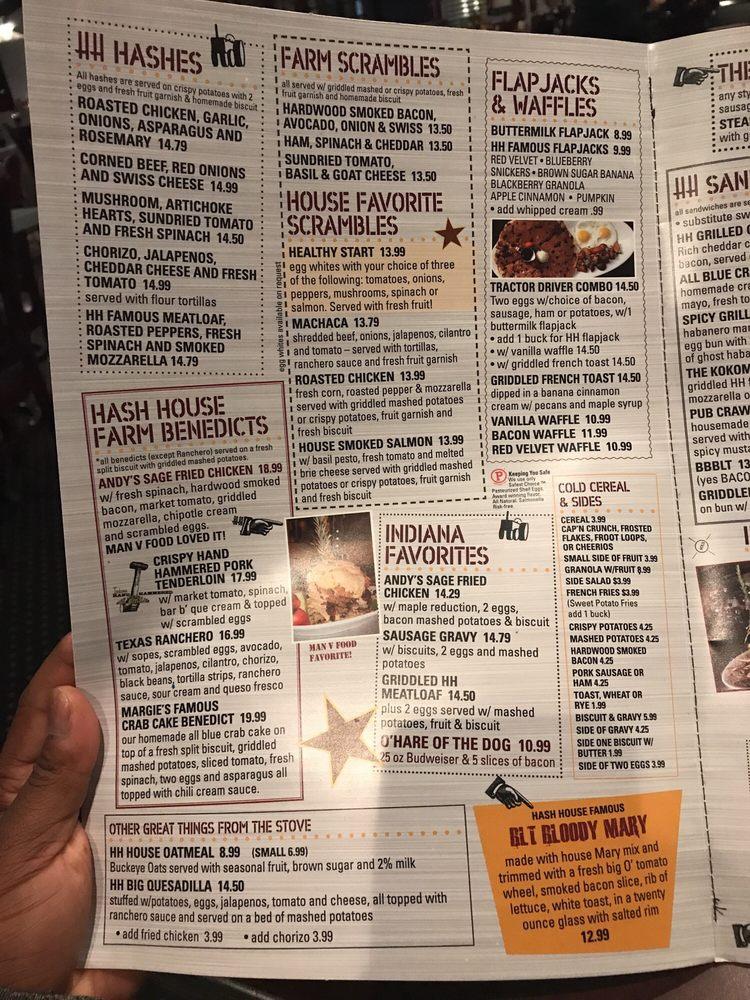 Menu at Hash House A Go Go restaurant, Orlando