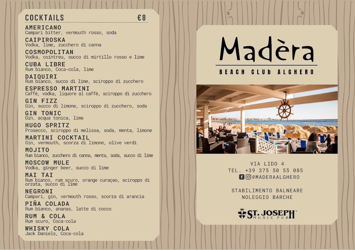 Speisekarte von Madèra Beach Club, Alghero