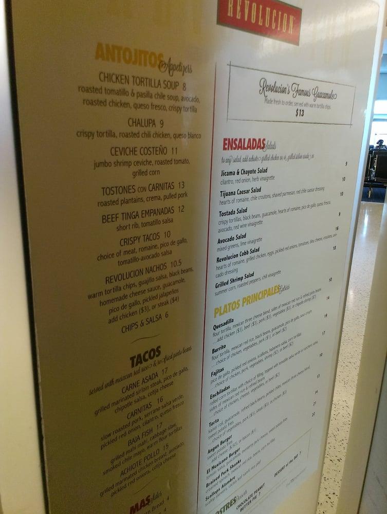 Menu at Revolucion restaurant, New York City, JFK Access Rd
