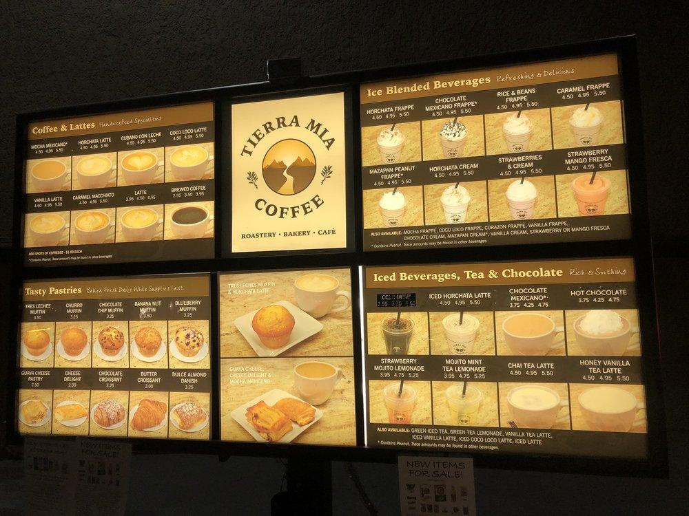 Menu at Tierra Mia Coffee Drive Thru cafe, Lynwood, Atlantic Ave
