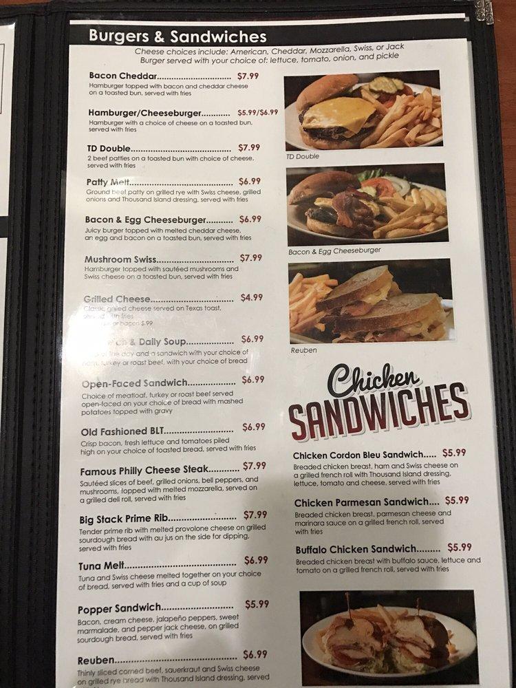 Menu at Top Deck restaurant, Reno