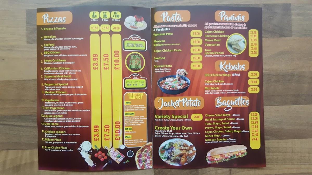 Menu at Variety Bites restaurant, Birmingham, 237 Alum Rock Rd
