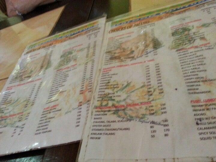 Menu at Aling Tonya's Seafood Palutuan restaurant, Las Pinas, Lot 5 ...