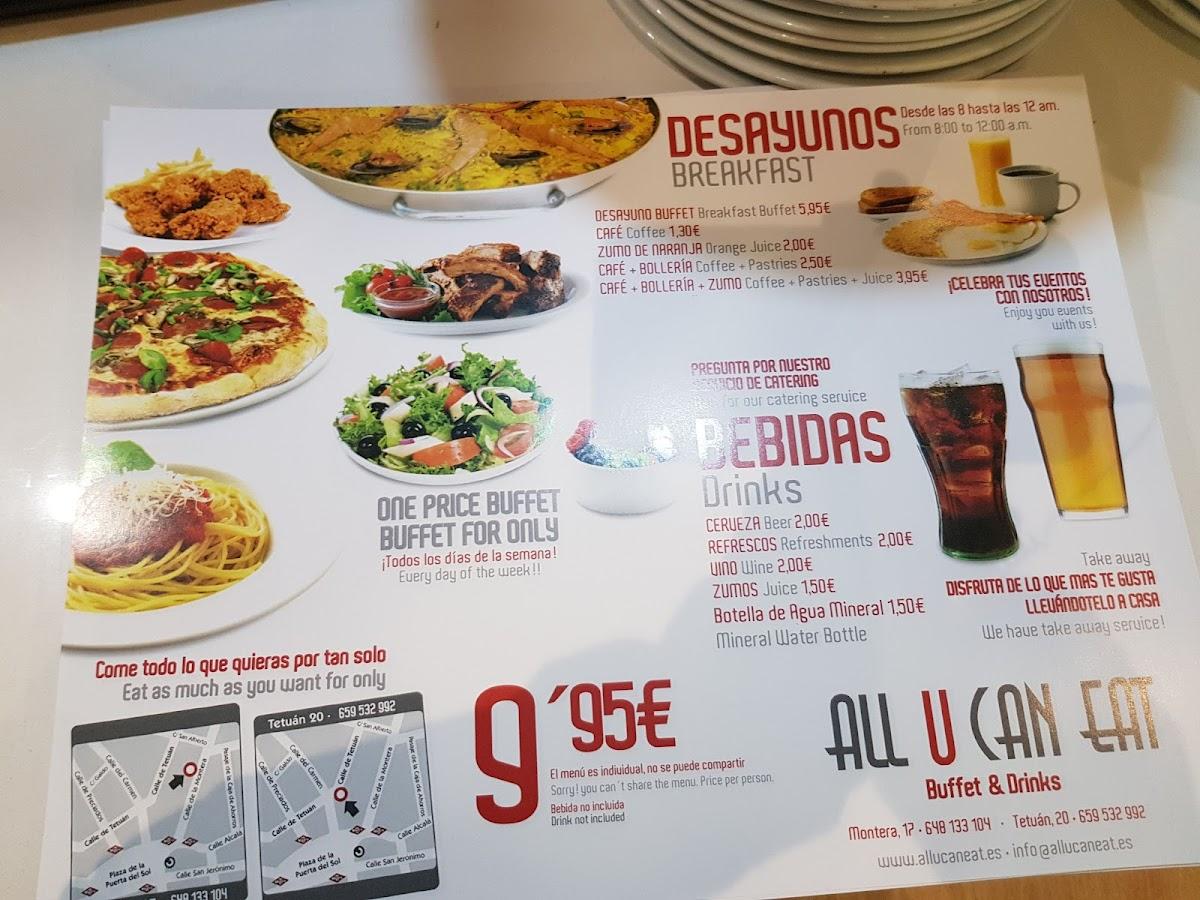 Carta del restaurante All You Can Eat, Madrid