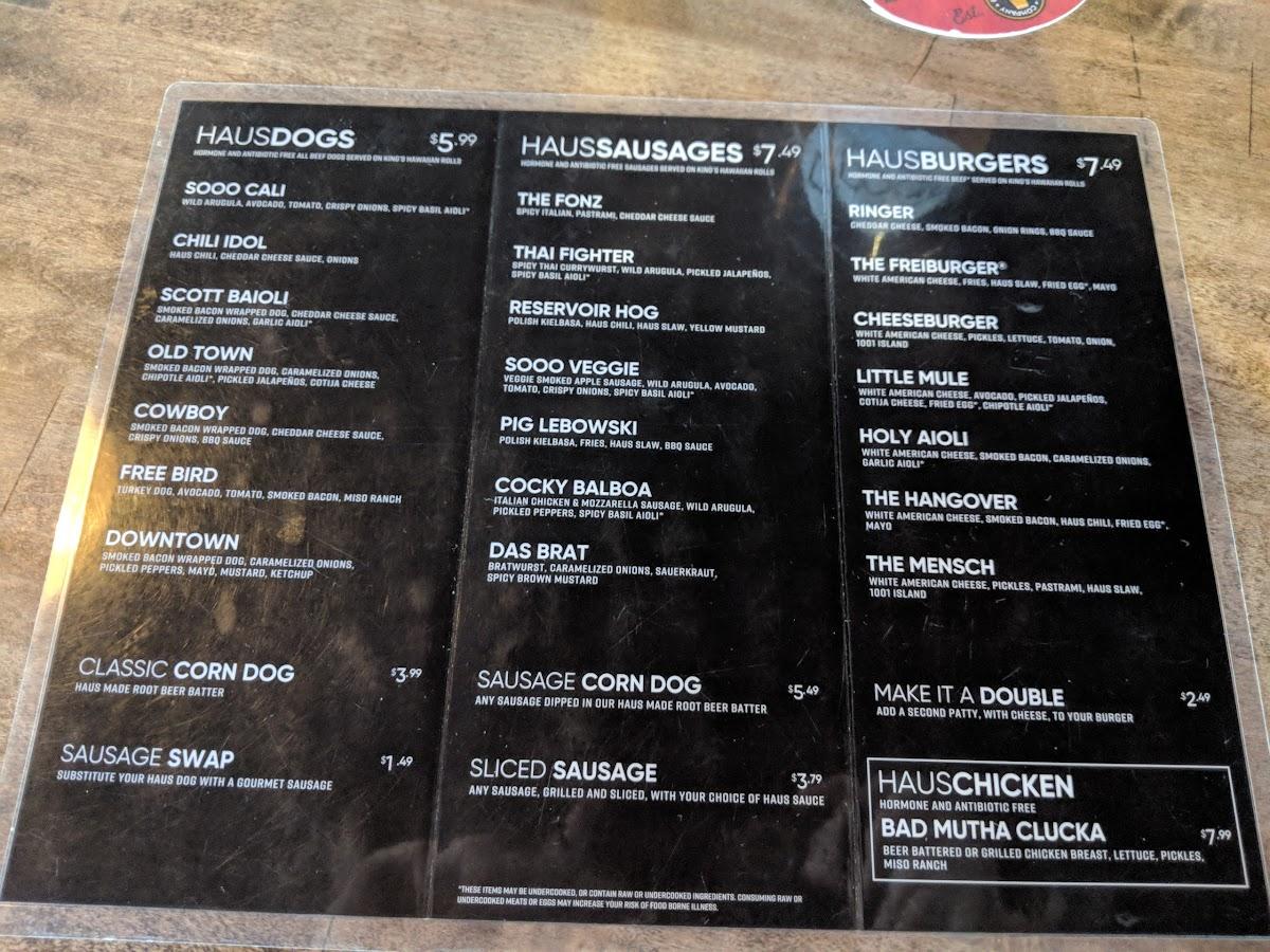 Menu at Dog Haus Biergarten pub & bar, Colorado Springs