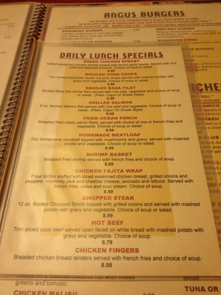 Menu at Eggheadz Cafe, Tinley Park