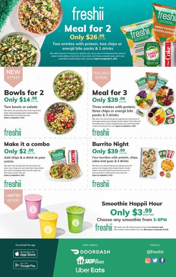 Menu at Freshii fast food, Mississauga, Erin Mills Pkwy