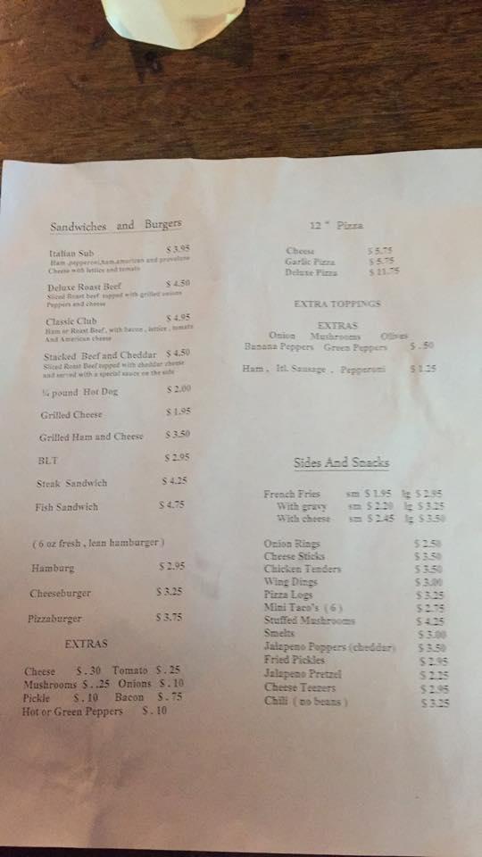 Menu at Hickory Nut Inn pub & bar, East Hickory, PA 16321