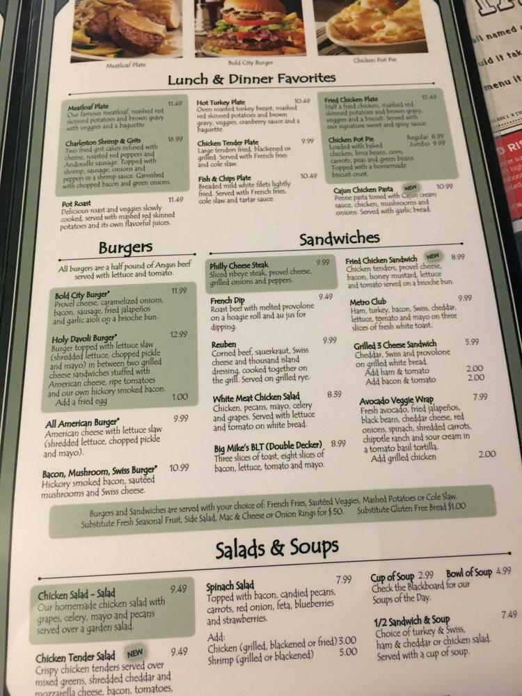 Menu at Metro Diner restaurant, Fredericksburg