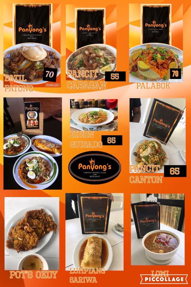 Menu at Panyong's cabagan Noodle house and Restaurant, Echague