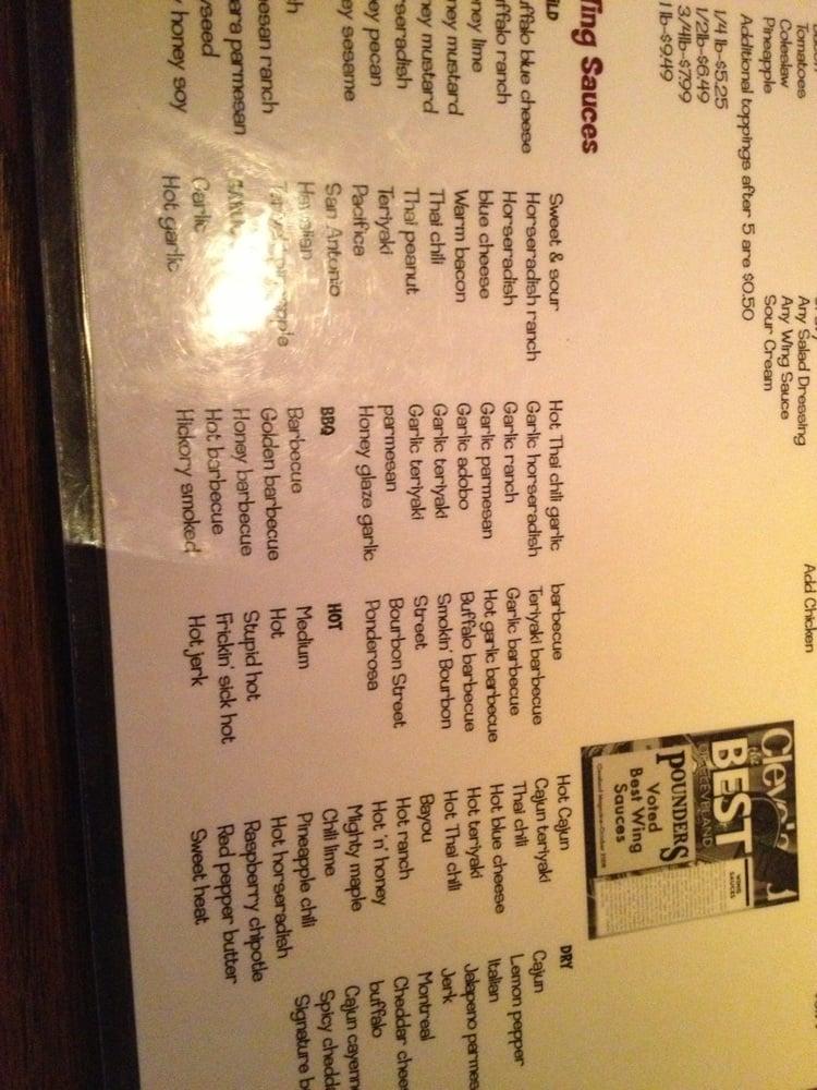 Menu at Pounders Bar & Grill, Cleveland