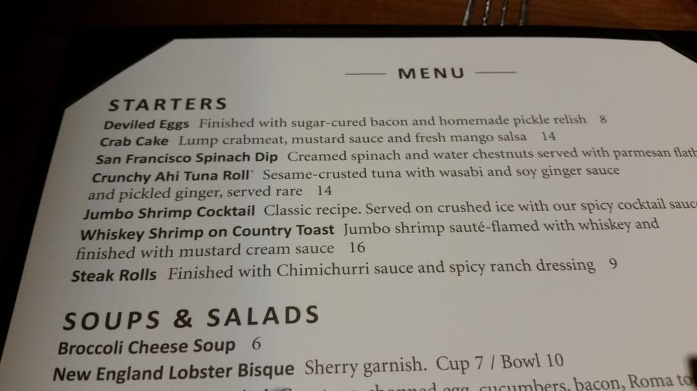 Menu at Stoney River Steakhouse and Grill, Germantown