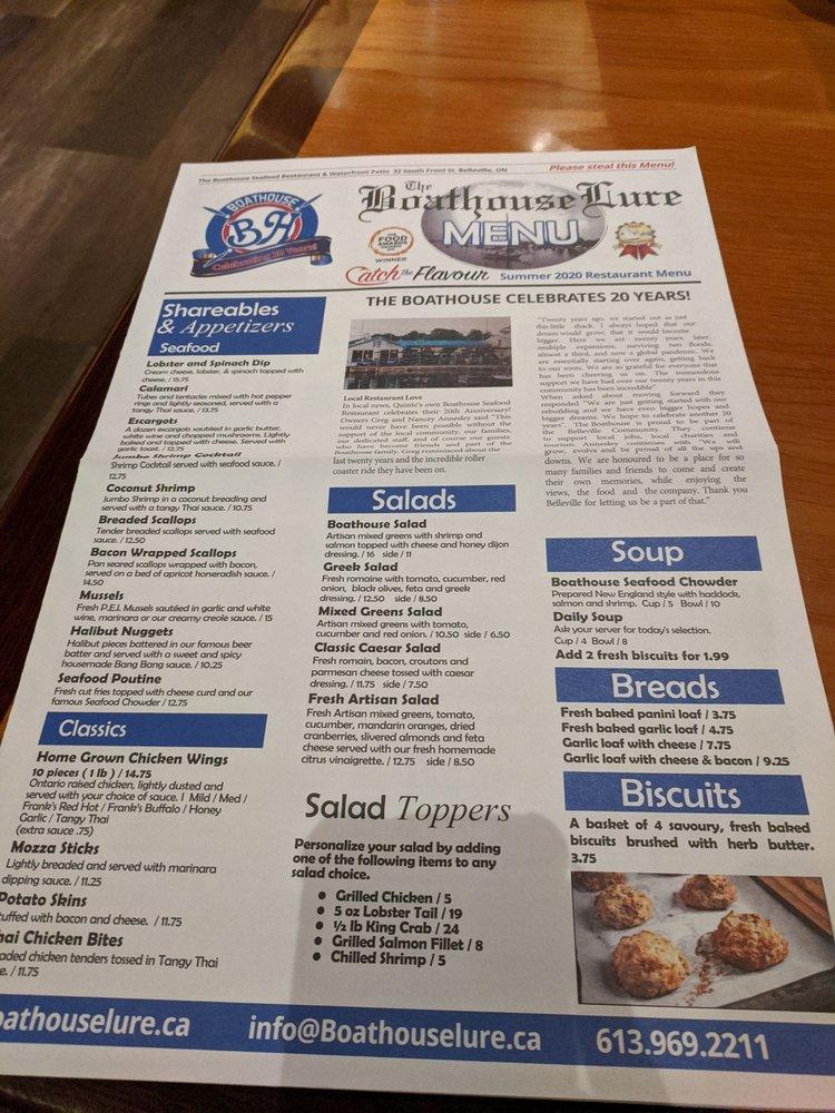Menu au The Boathouse Seafood Restaurant And Waterfront Patio, Belleville