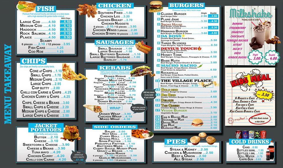 Menu at The Village Plaice Thatcham fast food, Thatcham
