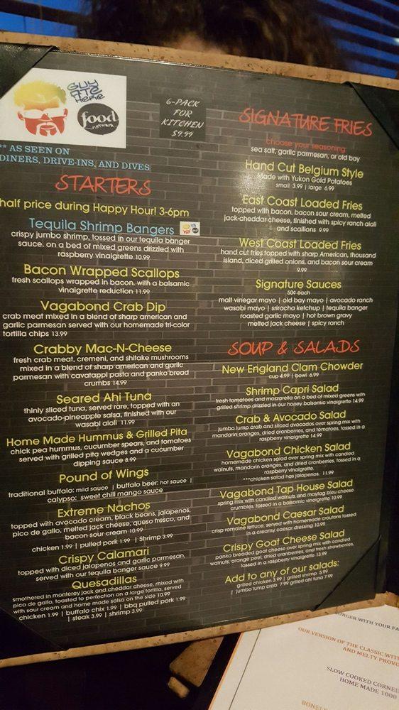 Menu at Vagabond Kitchen & Tap House pub & bar, Atlantic City