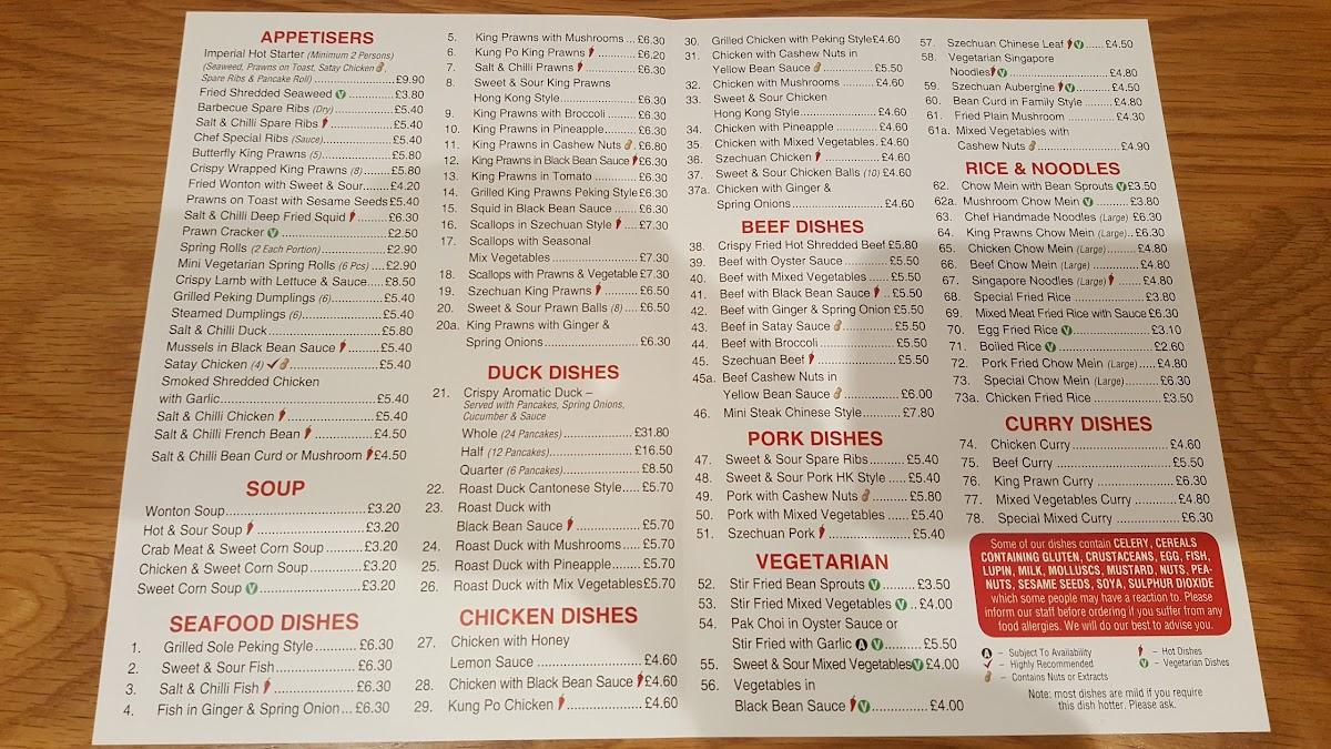 Menu at Beijing Palace Restaurant, Ashtead