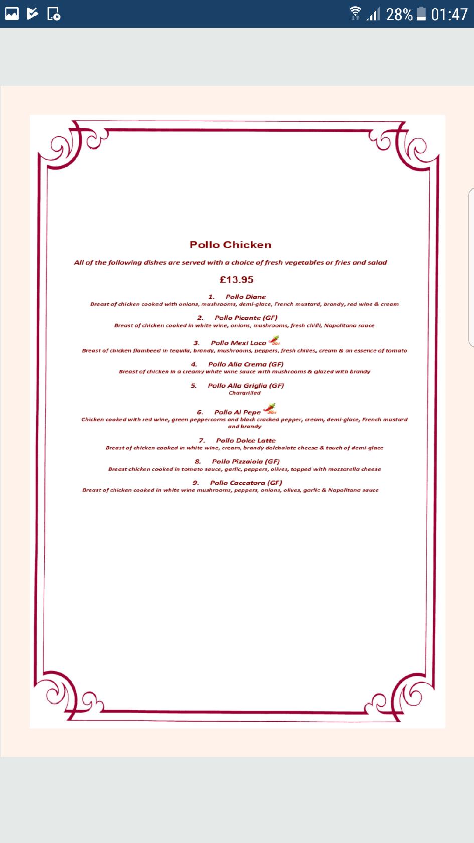 Menu at Elif Restaurant, Sheffield