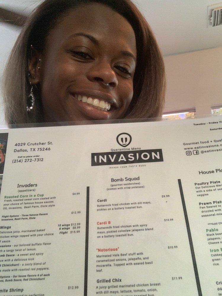 Menu at INVASION restaurant, Dallas