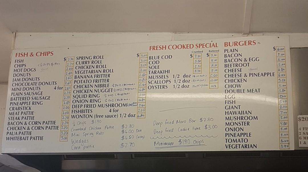 Menu at Stourbridge Fish & Chips restaurant, Christchurch