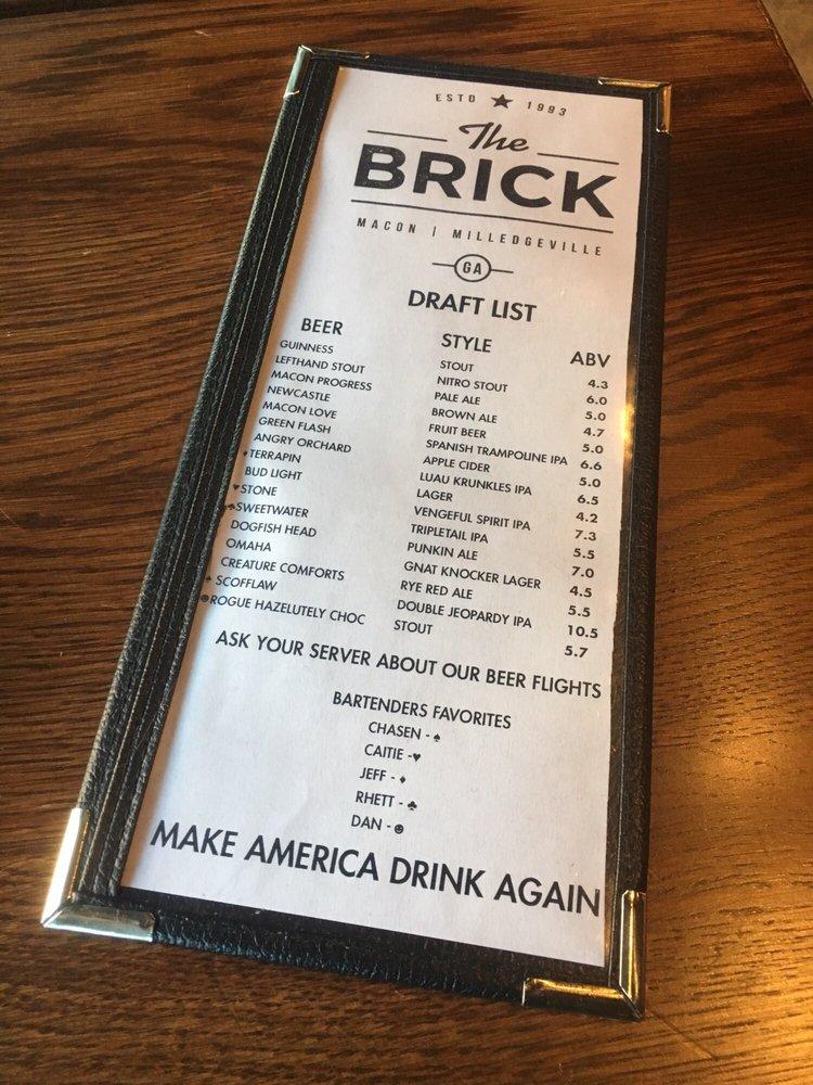 Menu at The Brick pizzeria, Macon
