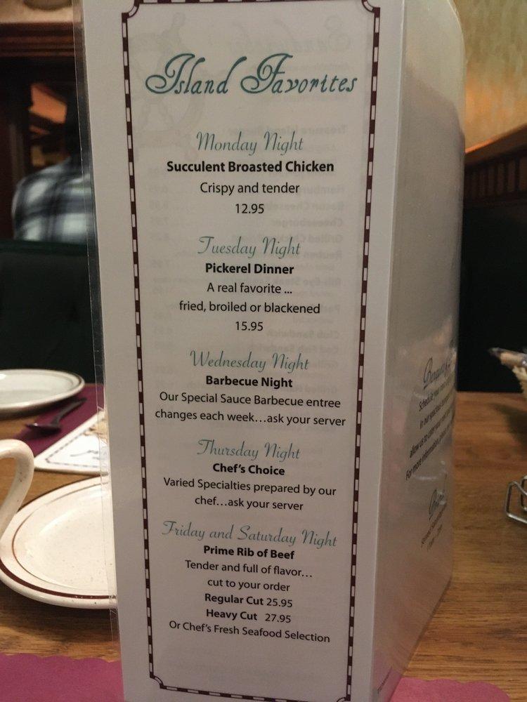 Menu at Treasure Island Supper Club, Dayton