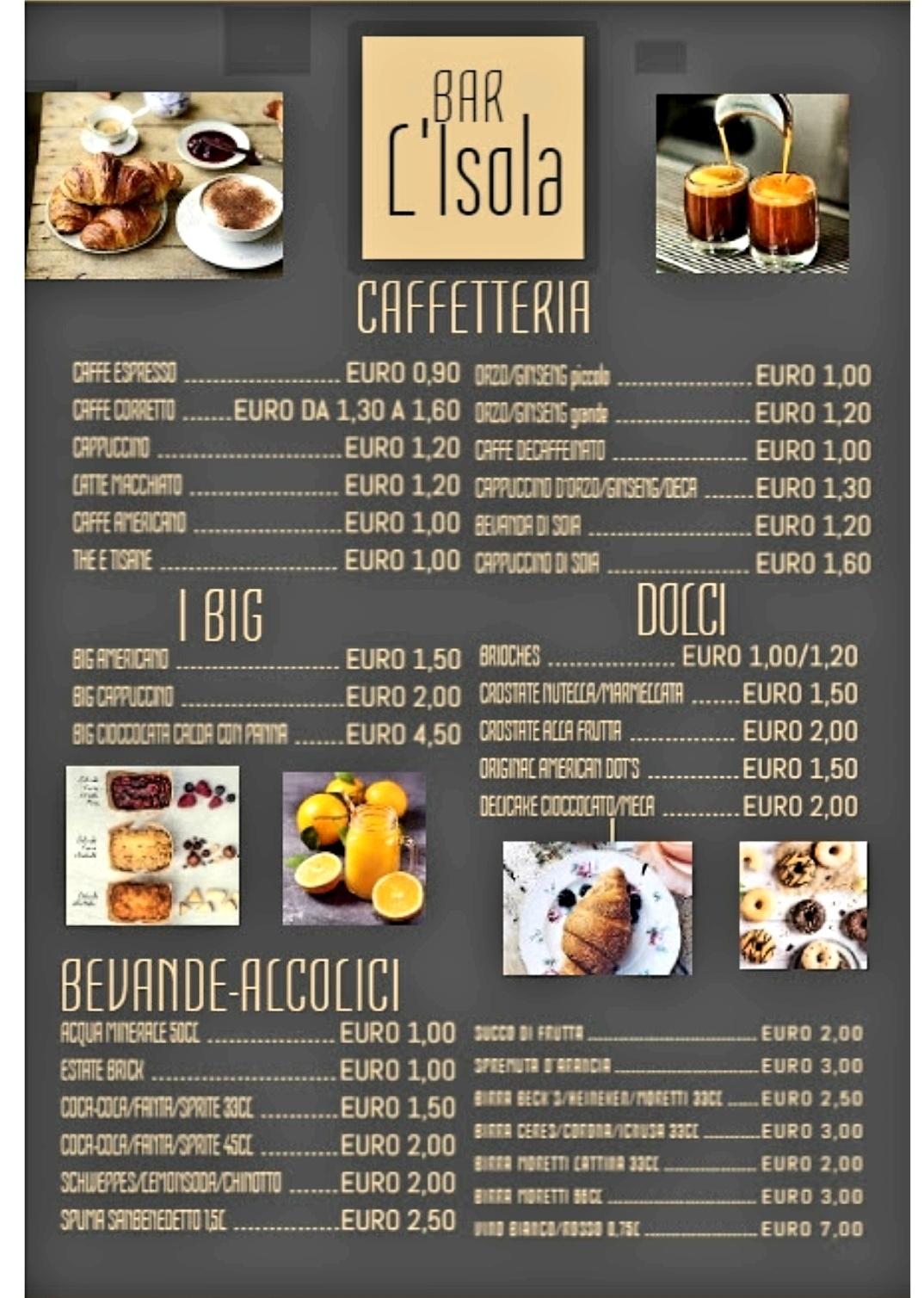 Menu at Bar L 'Isola, Genoa
