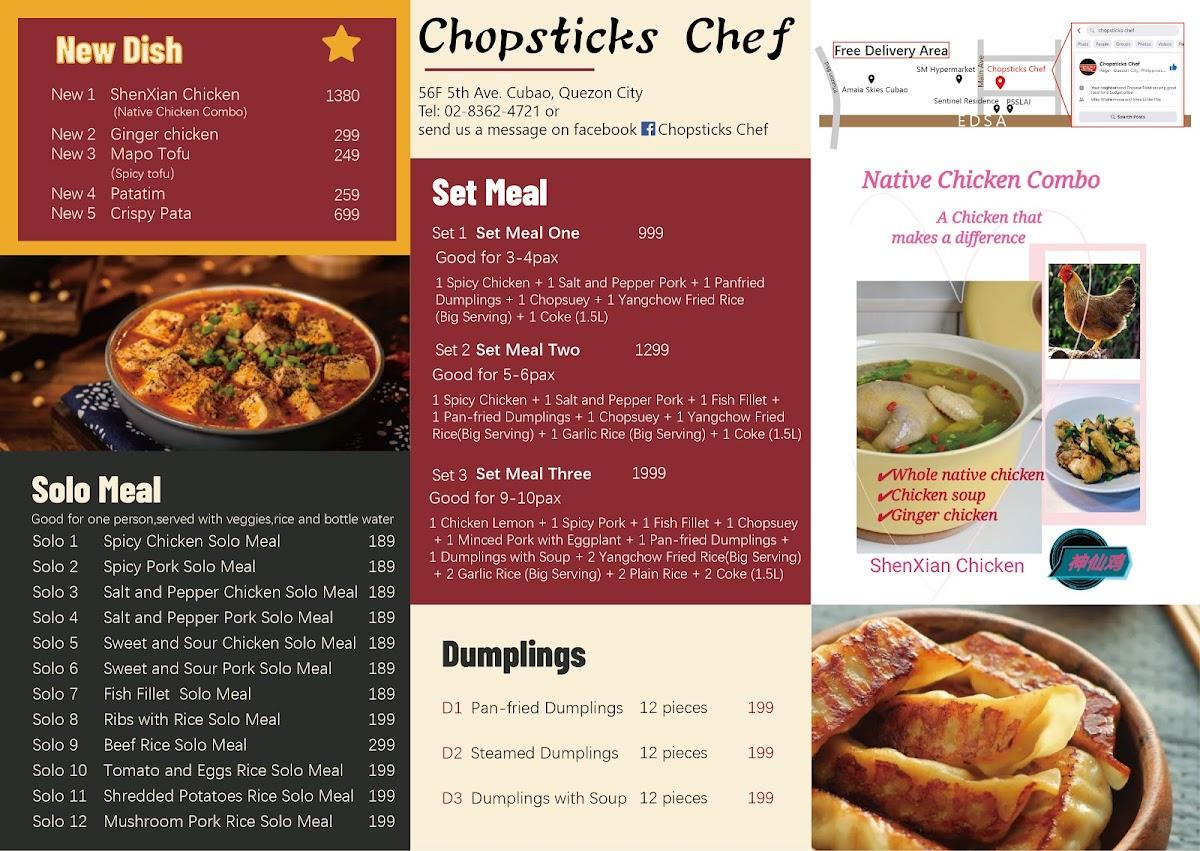 Menu at Chopsticks Chef restaurant, Quezon City