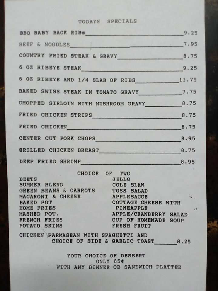 Menu at Hasty Tasty Pancake House restaurant, Dayton