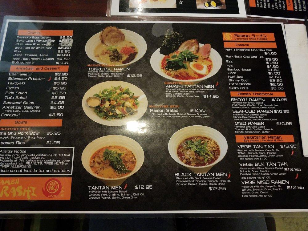 Menu at Ramen Arashi Banff restaurant, Banff