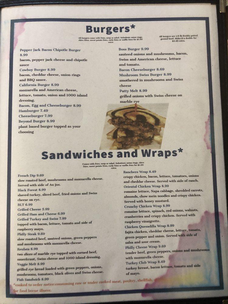 Menu at UP North Cafe, Ontonagon