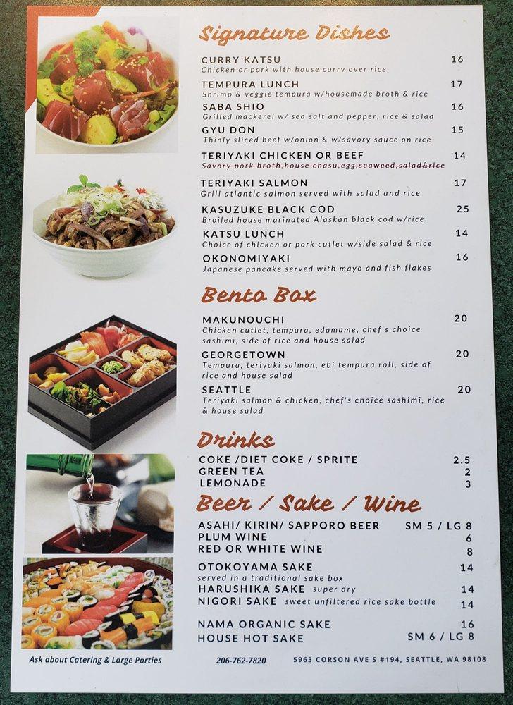 Menu at Daimonji Sushi & Grill restaurant, Seattle