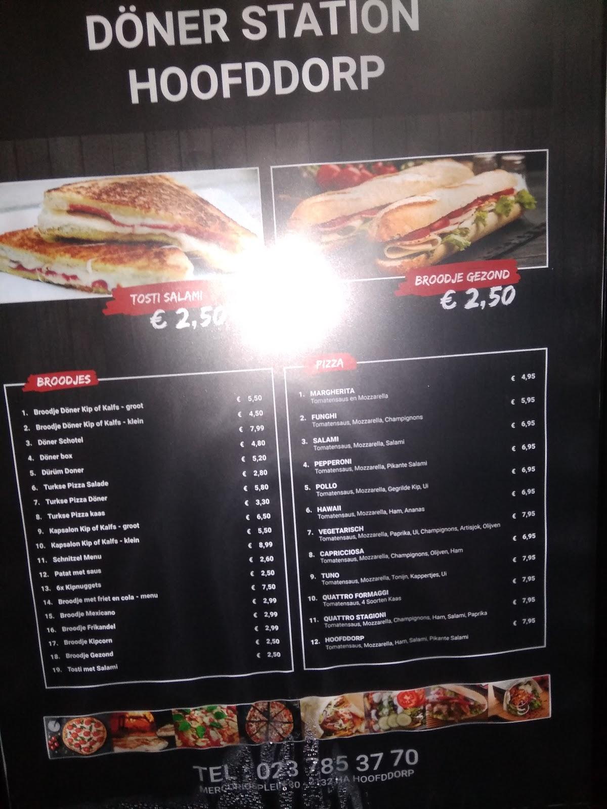 Menu at Döner Station Hoofddorp, Hoofddorp